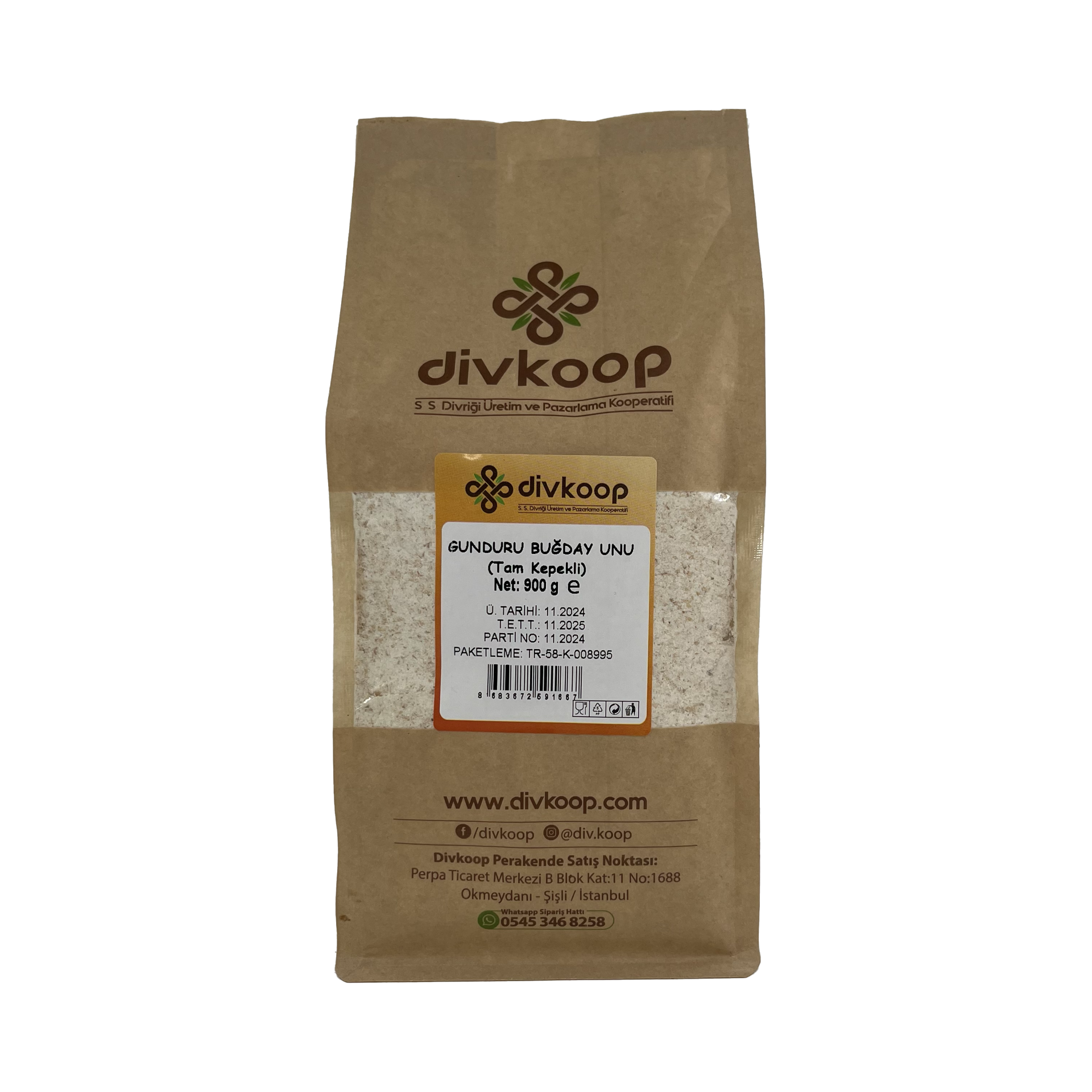 Divkoop Gunduru Buğday Unu (Tam Kepekli) 900 Gr | İBB Halk Market Divkoop Gunduru Buğday Unu (Tam Kepekli) 900 Gr | İBB Halk Market
